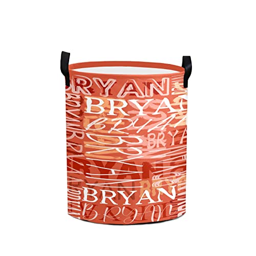 Custom Laundry Basket Personalized Collapsible Laundry Hamper with Name Customized Dirty Clothes Storage Basket with Handle for Bedroom (Name Orange)