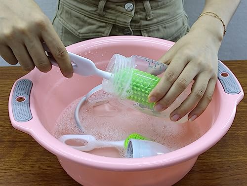 Baby Bottle Cleaning Brush, Set of 3 Silicone Bottles Cleaner - Bottle, Nipple and Straw Brushes