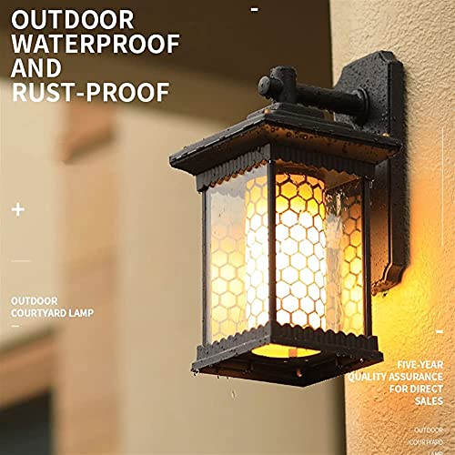 NNAA Exterior Wall Lantern Waterproof Sconce Square Aluminum Housing Outdoor E27 Wall Lamp Carriage Light Home Outside Lighting for Villa Entrance Courtyard Garden Decor
