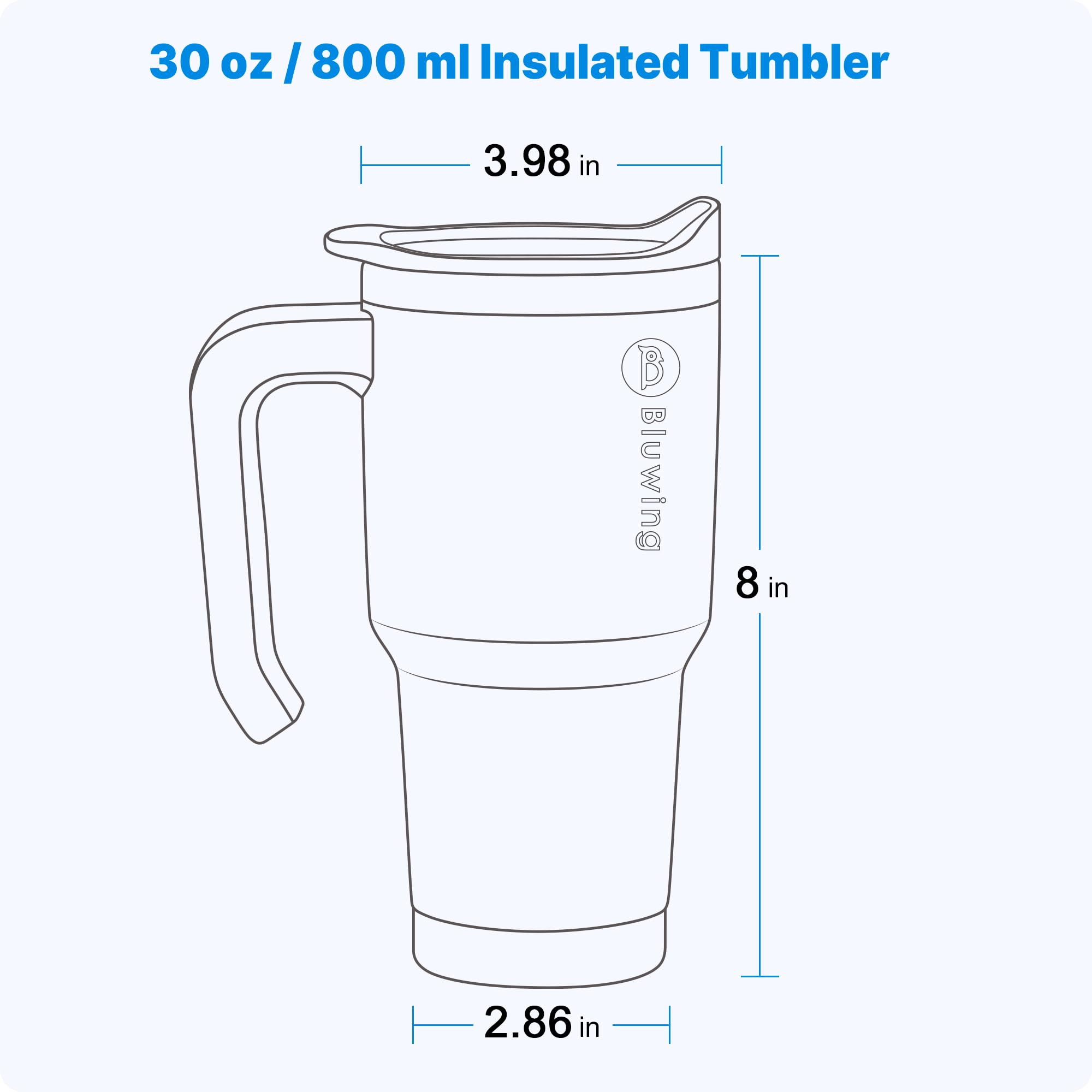 Bluwing Stainless Steel Coffee Tumbler with Handle, 30 oz Double Wall Vacuum Insulated Water Tumbler with Spill Proof Lid for Travel(Purple)