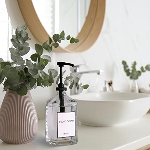 eBun® 37oz Mouthwash Pump Dispenser Black - Bathroom Hand Soap Dispenser Set Glass, Dish Soap Dispenser for Kitchen Sink, Bathroom Essential, Holder Decanter with Cup, Kids Mouthwash Pump Bottle