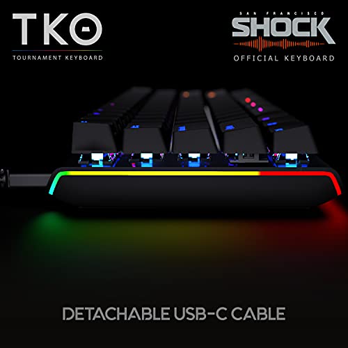 KINESIS Gaming TKO Mechanical Keyboard | Linear Red Switches | 60% Layout | Split Spacebar | Hotswap | PBT Keycaps | Aluminum Body | SF Shock Limited Edition Travel Case