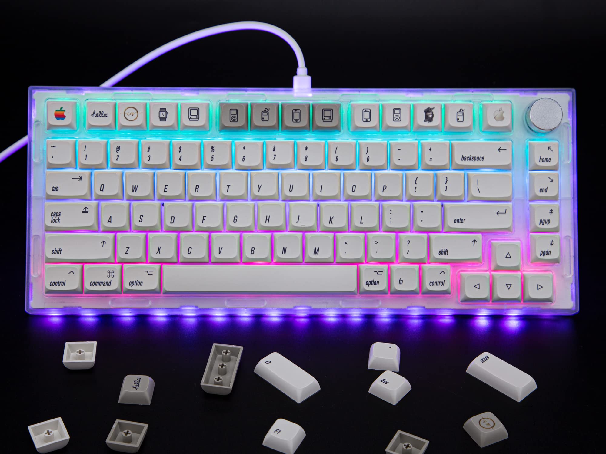 BowJian Custom Keycaps 165 Keys XDA Profile Multiple Combination Keycaps, PBT Dye Sublimation Keycaps Kit, ANSI Layout, Compatible with 60%, 75%, 80%, 100% Gaming Keyboard (iOS Style)