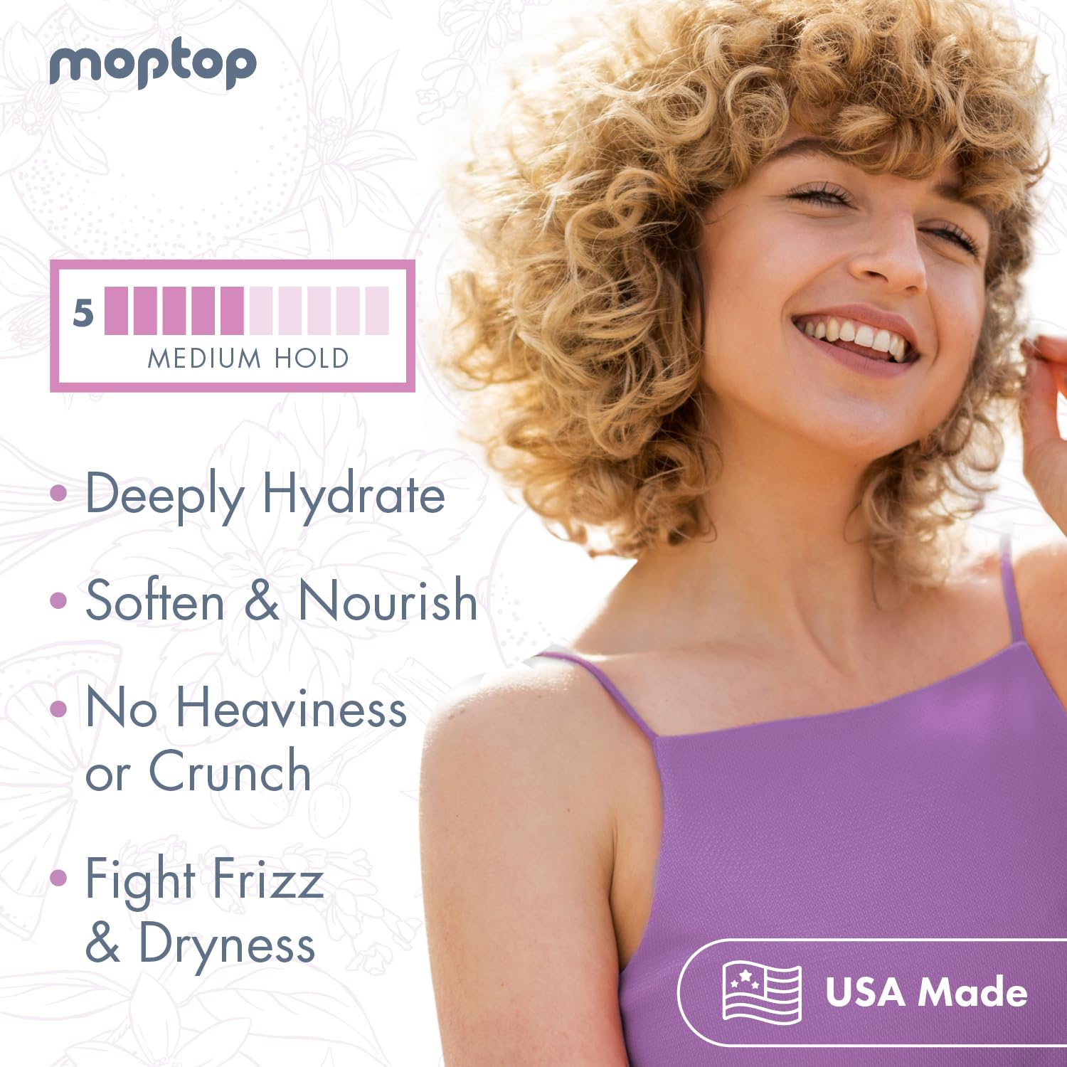 MopTop Curly Hair Custard Gel for Waves, Coils & Kinks - Anti-Frizz Curl Moisturizer, Definer & Lightweight Activator with Aloe, Great for Dry Hair, 8oz