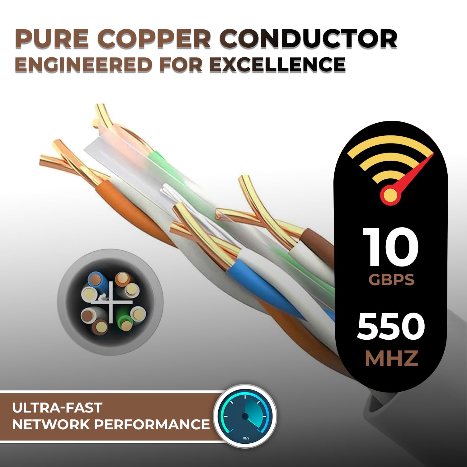 TSCables | Cat6 Plenum (CMP) 1000ft Cable, 23AWG | 100% Solid Bare Copper | 550MHz, PoE++ (4PPoE) | Unshielded Twisted Pair (UTP) Bulk Ethernet Cable, Available in 10 Colors