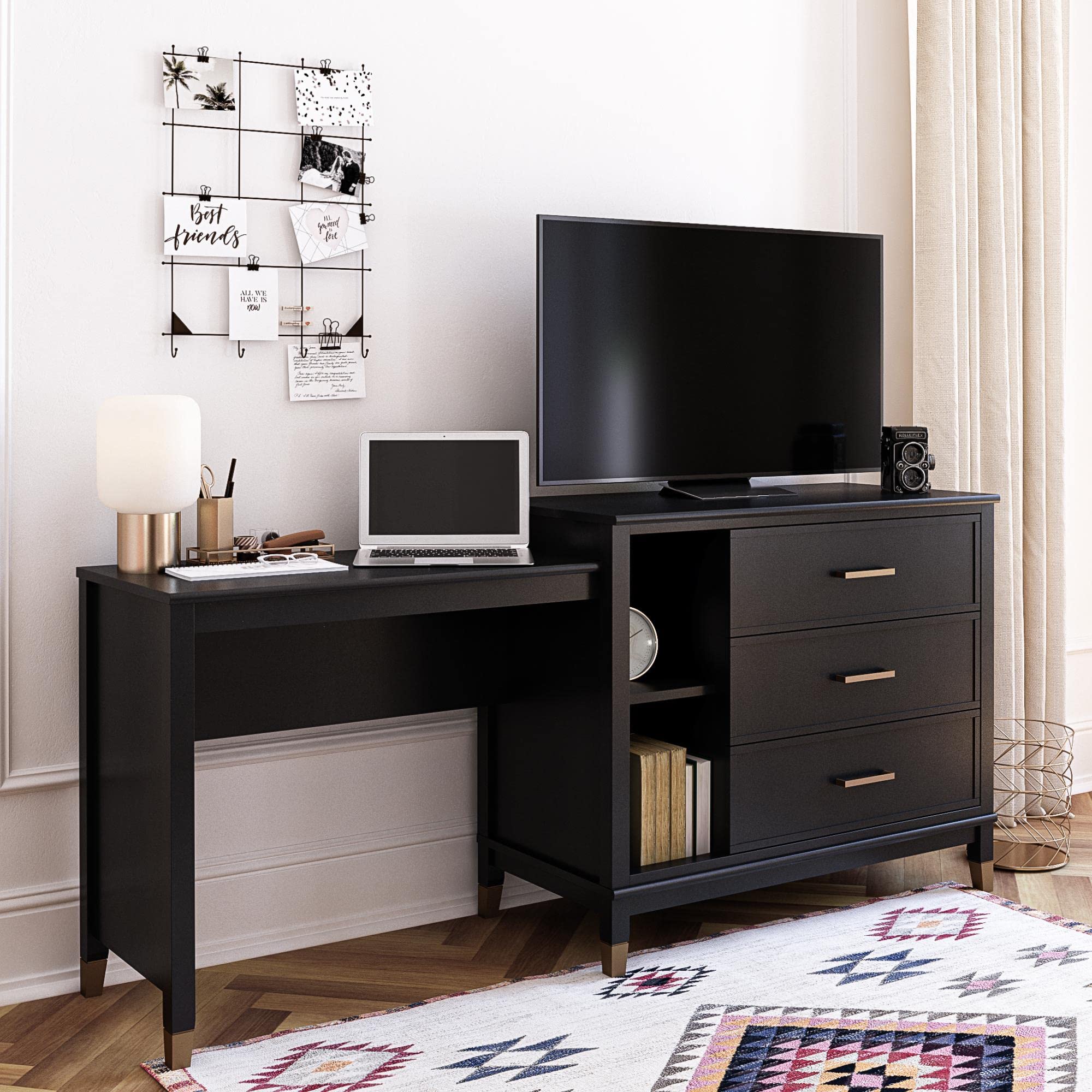 CosmoLiving by Cosmopolitan Westerleigh 3-in-1 Media Dresser, Black