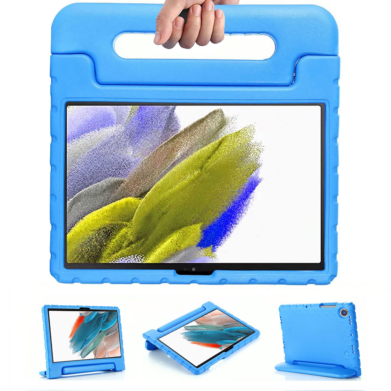BOWOSEN Kids Case for Samsung Galaxy tab a8 10.5 Inch, Heavy Duty Shockproof Rugged Case with Handle Holder, Samsung Galaxy tab a8 10.5 Tablet Case 2022 (x200/205/207). Blue