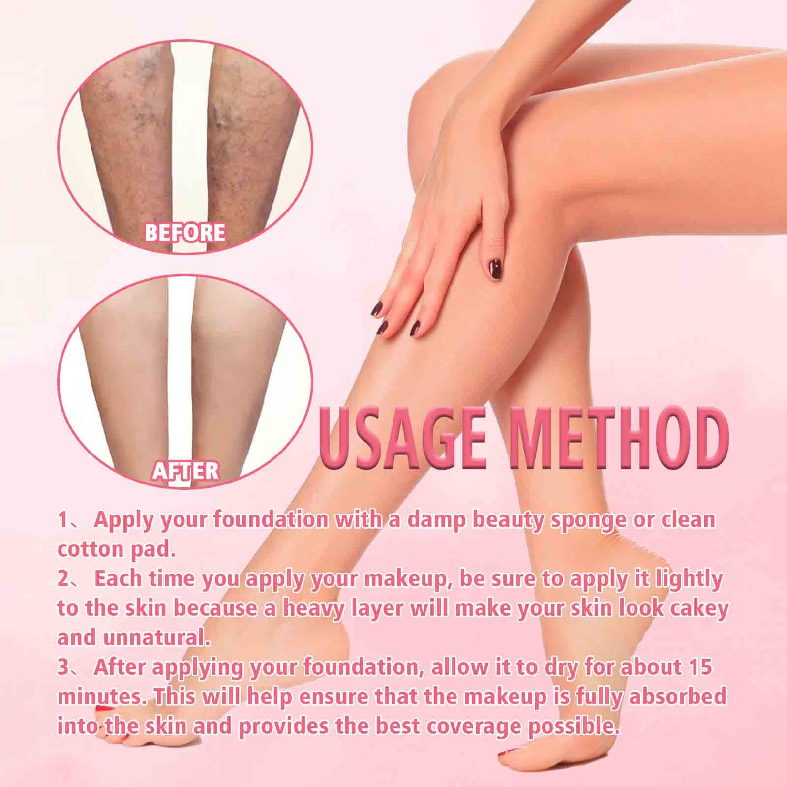 Body Makeup Foundation - Waterproof Leg And Body Makeup for Tattoo Cover Up, Scar Blemishes Spots Hide, Foundation for Legs with a Smooth, Even Tone Finish, 3.4 Fl. Oz (1PC)
