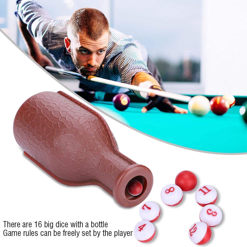 Huairdum Dice Bottle, Billiard Shaker Bottle with 16 Numbered Tally Balls Pool Dice Billiards Accessory Billiard Number Dice Brown for Pea Pool