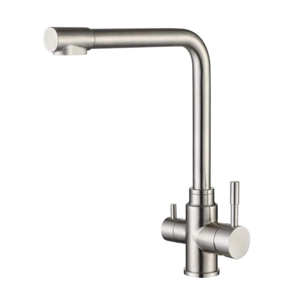 Kitchen Faucet 3 Way Stainless Steel 360 ° Swiveling Hot and Cold Water Drinking Water Faucets 3 and 1 Kitchen Faucet Brushed