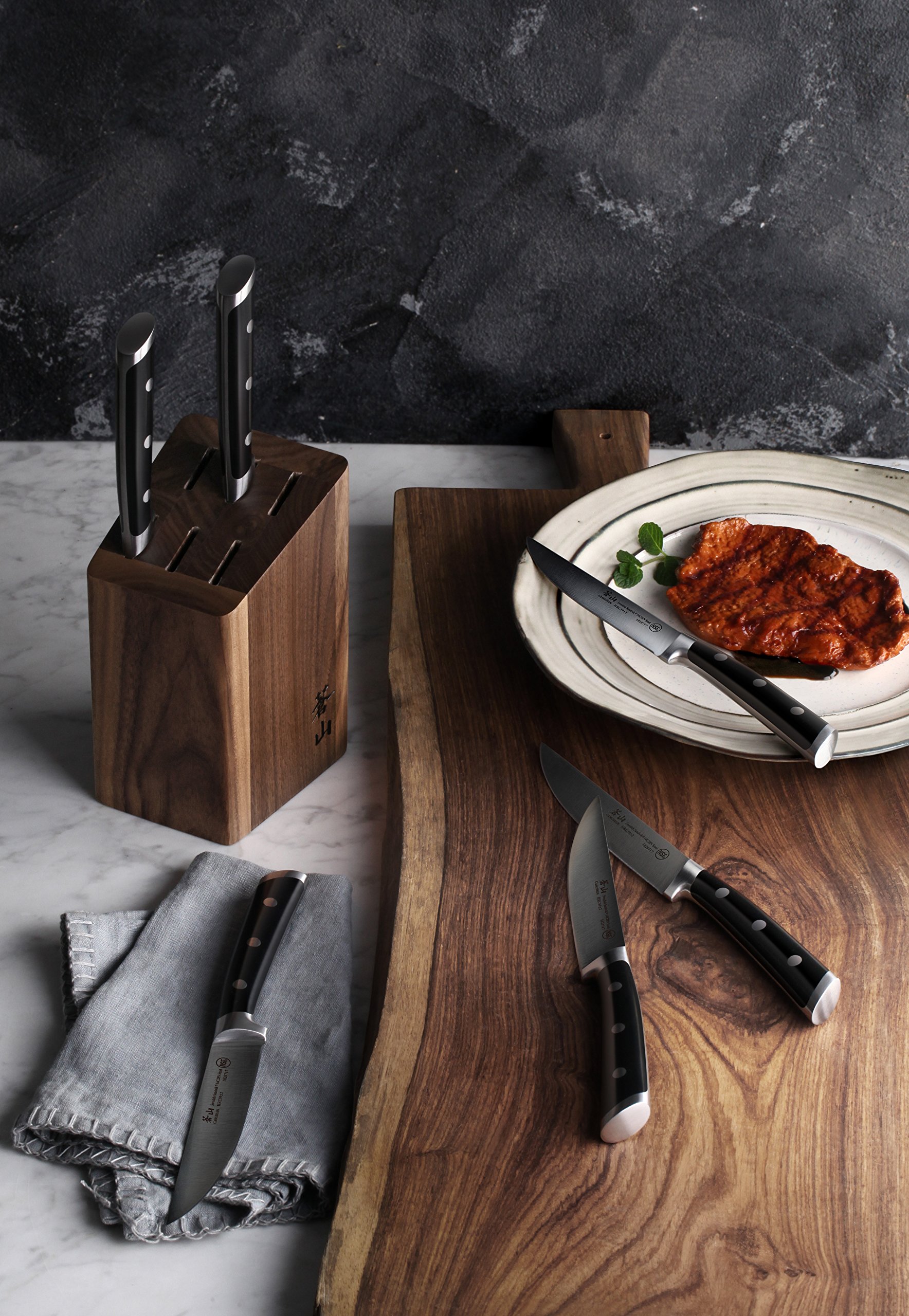 Cangshan TS Series 1022261 Swedish 14C28N Steel Forged 6-Piece Steak Knife Block Set, Walnut