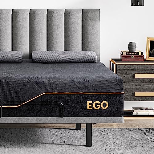 EGOHOME 14 inch Firm King Mattress, Memory Foam Mattress with Cooling Cover, Bed in a Box, CertiPUR-US Certified, Breathable and Supportive, Made in USA, 76”x80”x14” Black