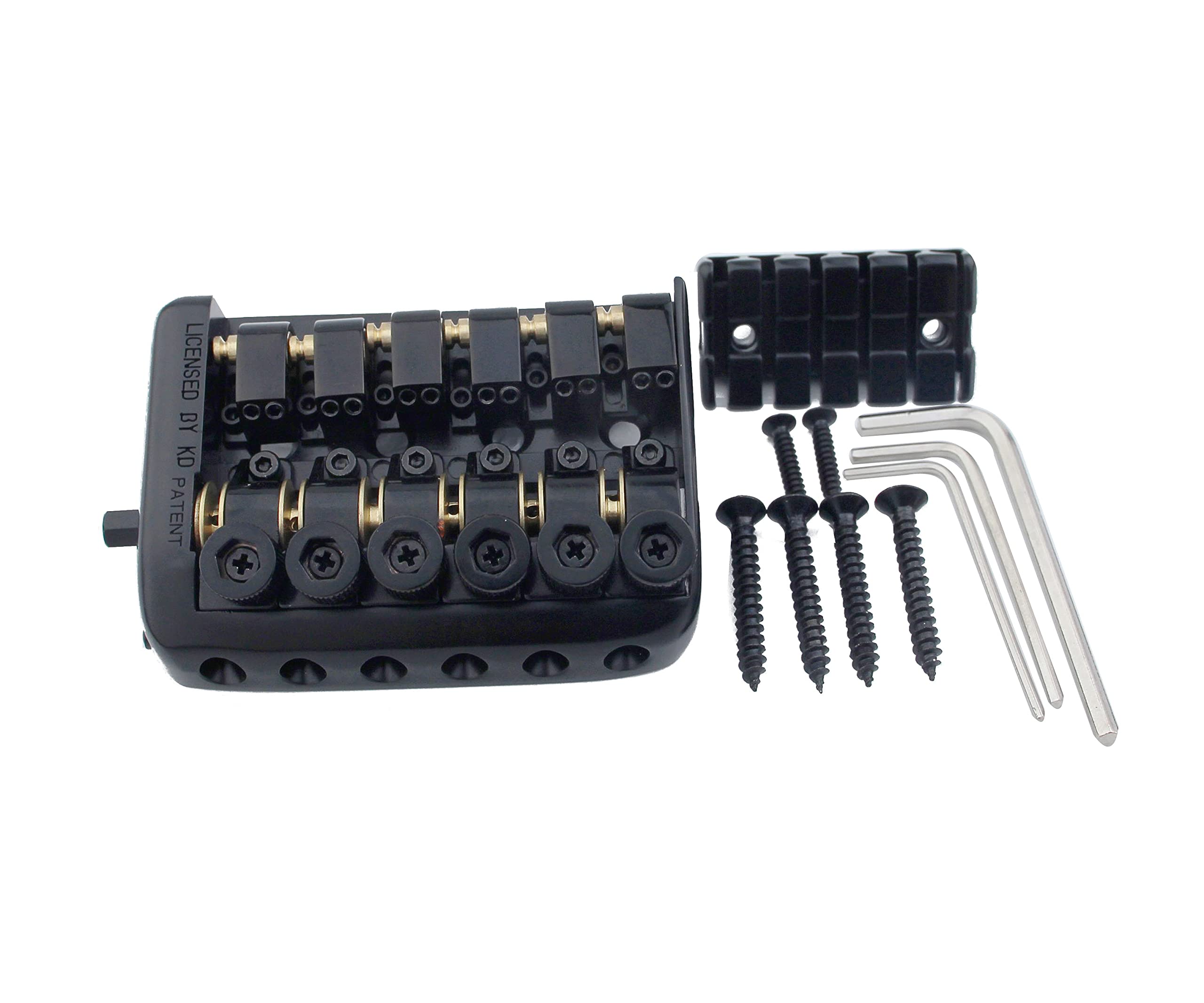 Guyker 6 String Saddle Headless Guitar Bridge Tailpiece With Worm Involved String Device for Headless Guitar Accessories Replacement Part W2004 Black