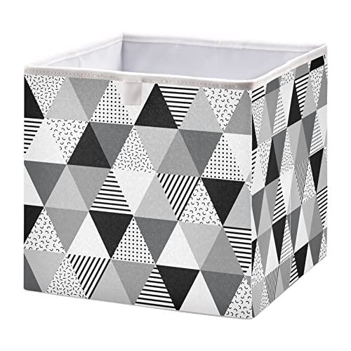CaTaKu Black and White Geometric Cubes Storage Bins 11 inch Collapsible Fabric Storage Baskets Shelves Organizer Foldable Decorative Bedroom Storage Boxes for Organizing Home