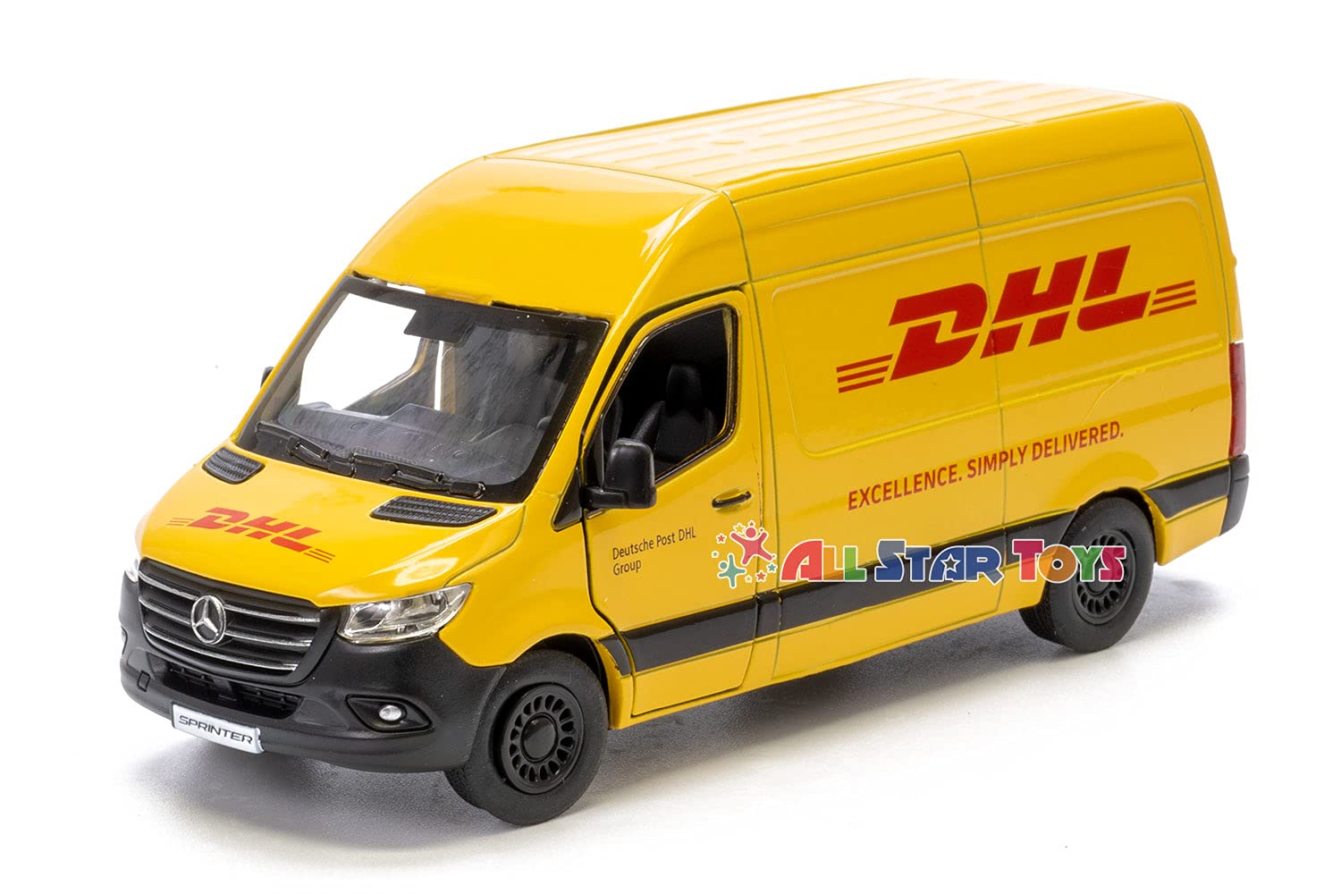 KiNSFUN DHL Mercedes-Benz Sprinter 1:46 Scale 5inch Die Cast Metal Model Toy Cargo Van