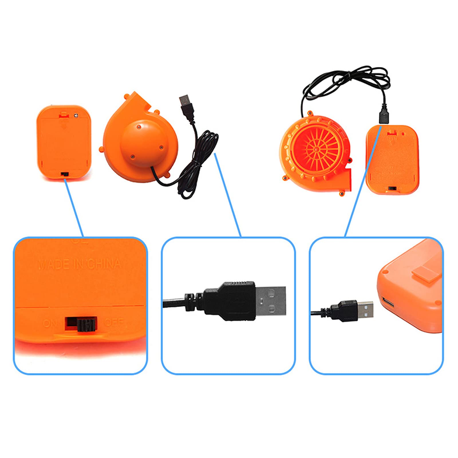 Asekonc Halloween Mini Blower Fan for Halloween Dinosaur Costume or Doll Mascot Head or Other Inflatable Game Clothing Suits, Orange