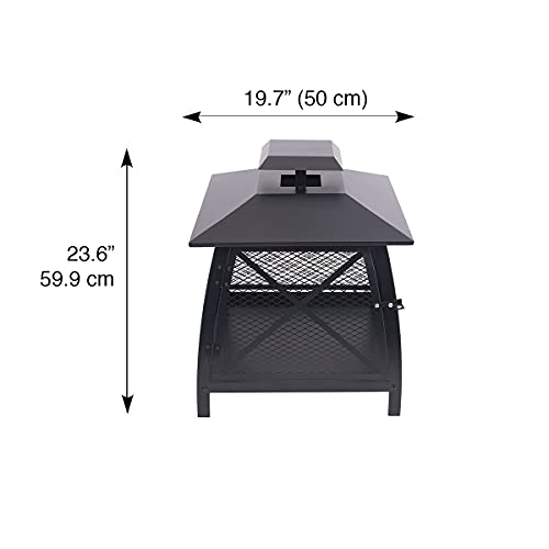 Blue Sky Outdoor Living WBF20 20” Square Wood Burning Outdoor Fireplace with 360-Degree View