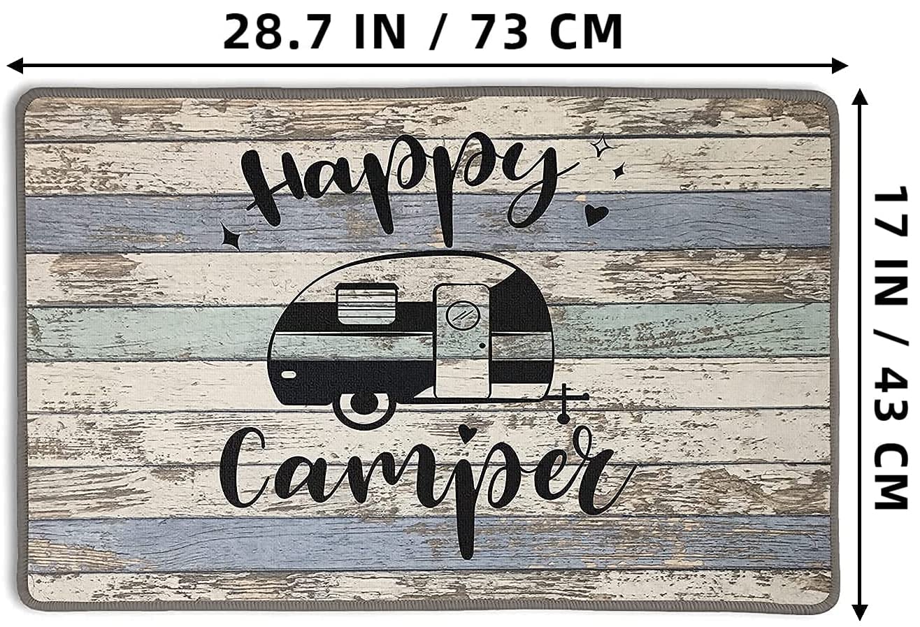 Funny Doormat,Happy Camping Camper Welcome Mats for Front Door,Non-Slip Entryway Rug Garden Home Kitchen Rubber Bathroom Backing Doormat 17X28.7 Inch