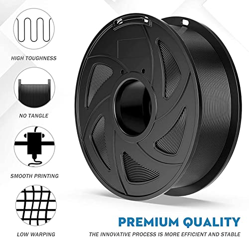 Ikaufen PLA Filament 1.75mm 3D Printer Filament PLA 3D Printing Materials 1Kg Dimensional Accuracy +/- 0.05mm Black