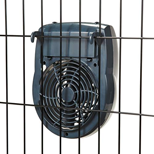 Cool Pup Crate Fan, 8x6.25x2.5β in Size β Quiet Battery Fan Keeps Dogs & Cats Cool with Built-in Thermometer, Silver