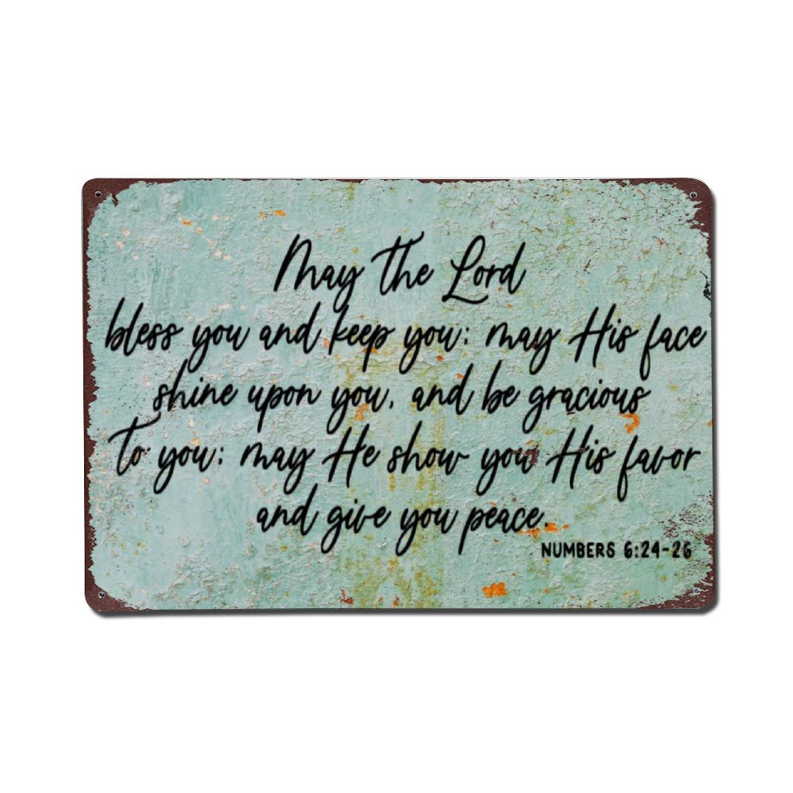 luckluccy May The Lord Bless You and Keep You Metal Sign,Retro Rustic Quote Saying Words Bar Men Cave Garden Wall Art,Festival Party Farmhouse Aluminum Sign,Home Decor,20*30cm(0mds7y91b0xs)