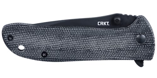 CRKT Drifter EDC Folding Pocket Knife: Everyday Carry, Black Blade with Veff Serrations, Liner Lock, Resin Infused Fiber Handle 6450BLK