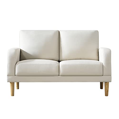 Husbedom 50"(W) Loveseat Sofa, Small Couch Sofas for Small Spaces, Living Room, Bedroom, Straight Arms,Easy,Tool-Free Assembly, Beige