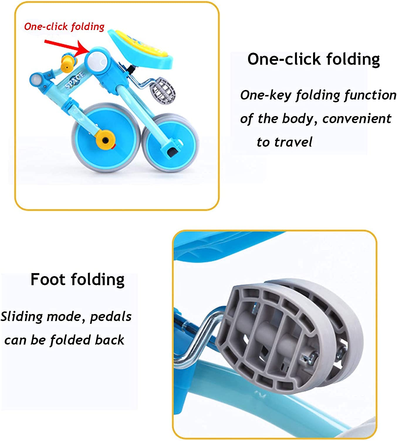 NUBAO Stroller Wagon Kids Bicycle - Three Wheeled Scooter,Children's Tricycle with Foldable Grip and Adjustable Seat,Yellow Over 1 Year Old Girl Gifts (Color : Yellow)