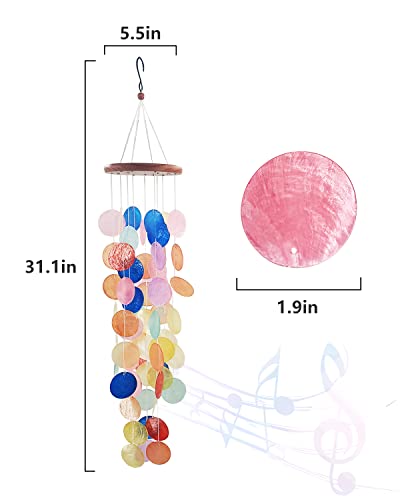 Capiz Shell Wind Chimes Outdoor, Outdoor Memorial Wind Chimes, Sympathy Wind Chimes Gifts for Patio, Garden, Yard Decoration