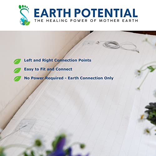 Earthing Grounding Fitted California King Size Sheet β Earthing Sheet for Healing Sleep & Wellbeing - c/w 15 ft Bed Grounding Cord - Earthing Sheets & Ground Earthing Products by Earth Potential