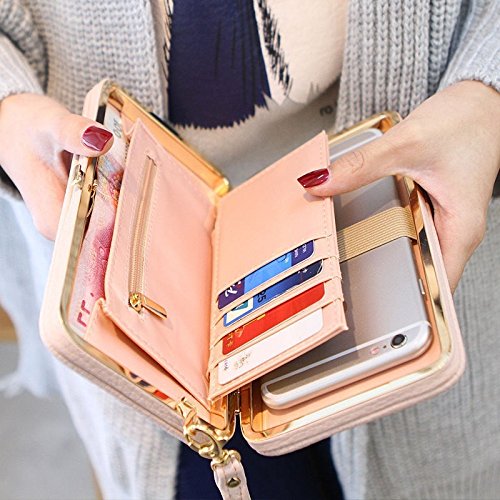 Huitao Women Bowknot Wallet Long Purse Phone Card Holder Clutch Large Capacity Pocket Coffee one Size