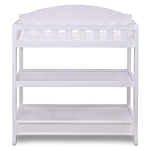 Delta Children Infant Changing Table with Pad, White and Waterproof Baby and Infant Diaper Changing Pad, Beautyrest Platinum, White