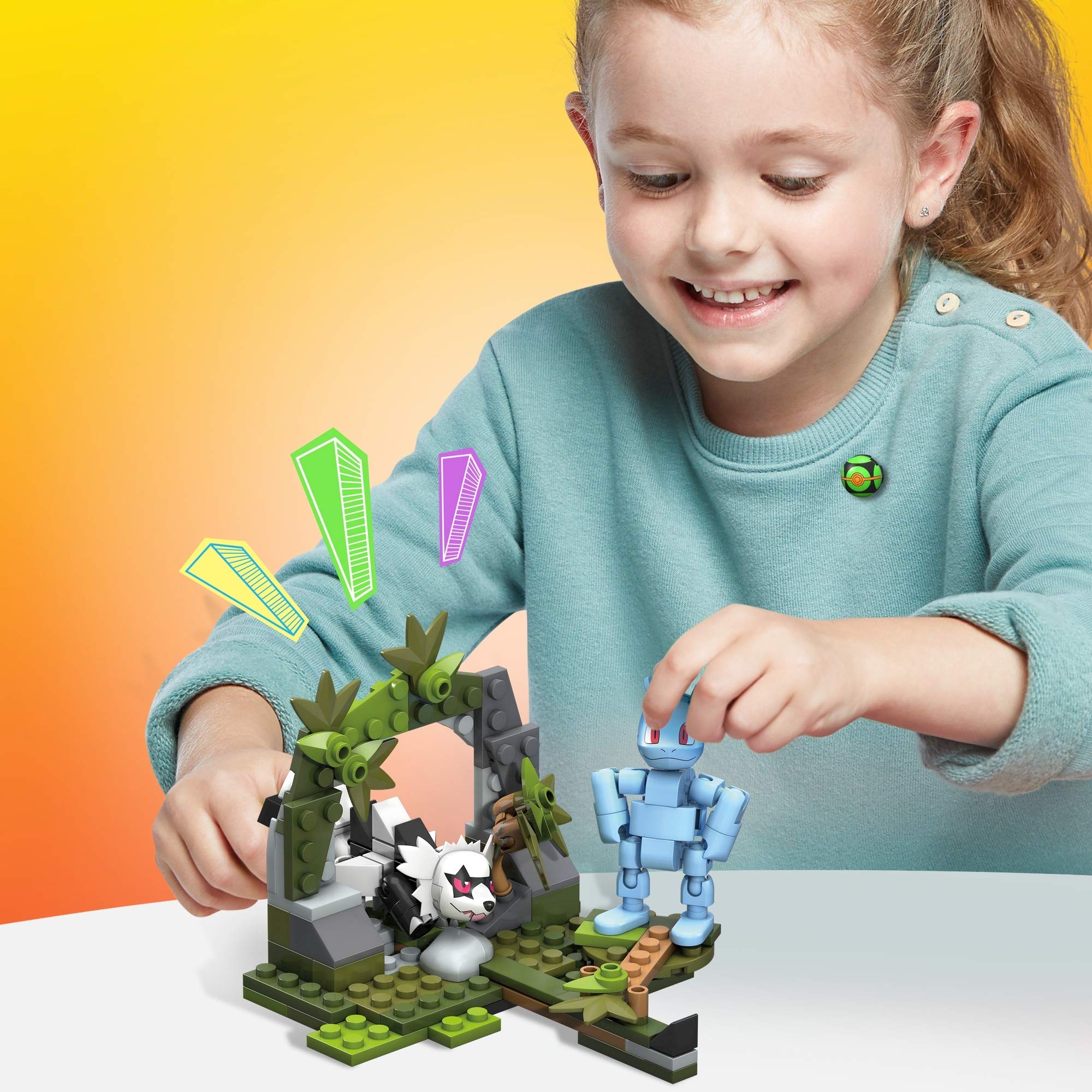 Mega Construx Pokemon Machop Vs. Galarian Zigzagoon Construction Set, Building Toys for Kids (GVK82) , Red, 6 years and up