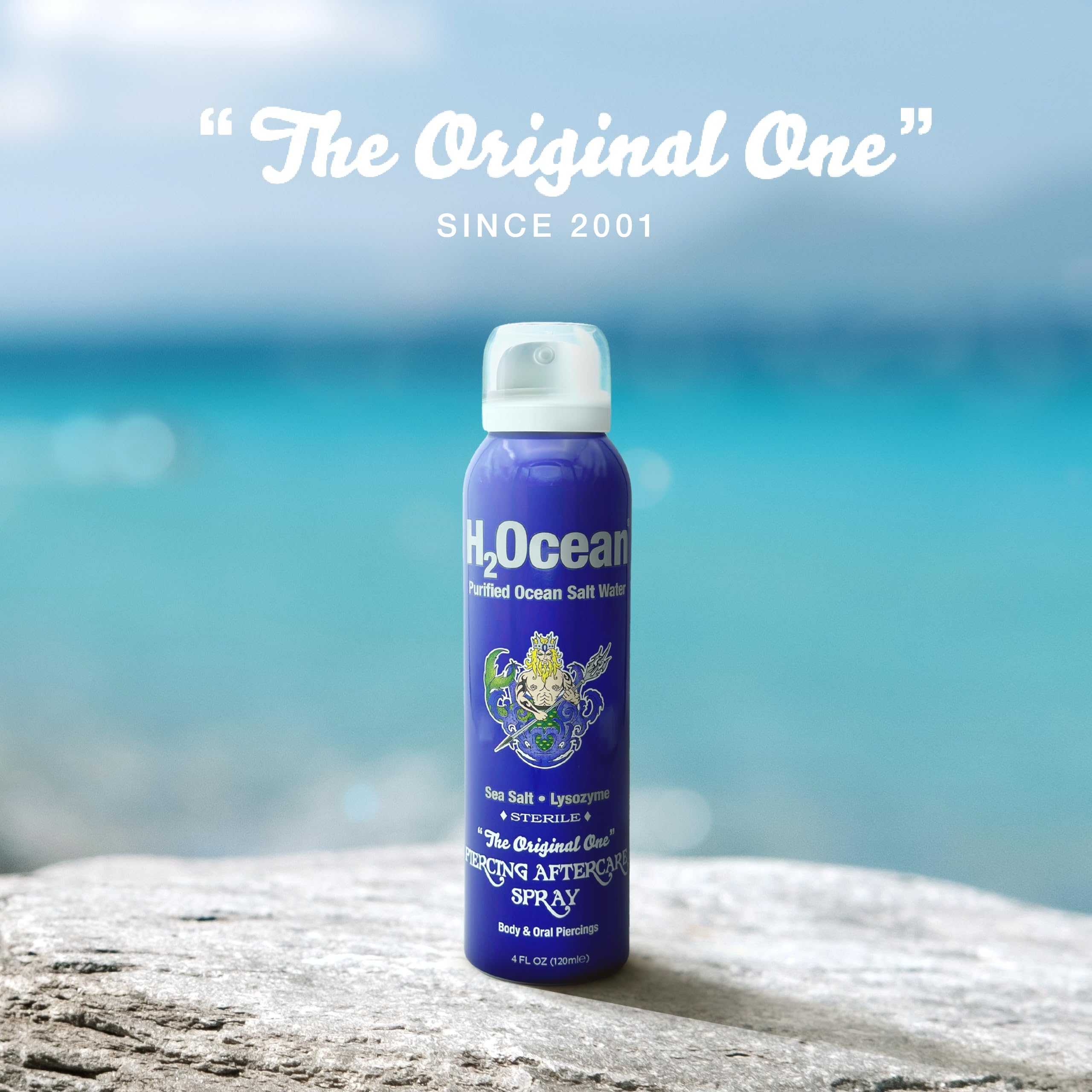 H2Ocean Patented Piercing Aftercare Spray Sea Salt Saline 4oz