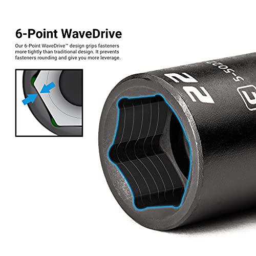 Capri Tools 24 mm Stubby Impact Socket, 1/2 in. Drive, 6-Point, Metric (CP55424)