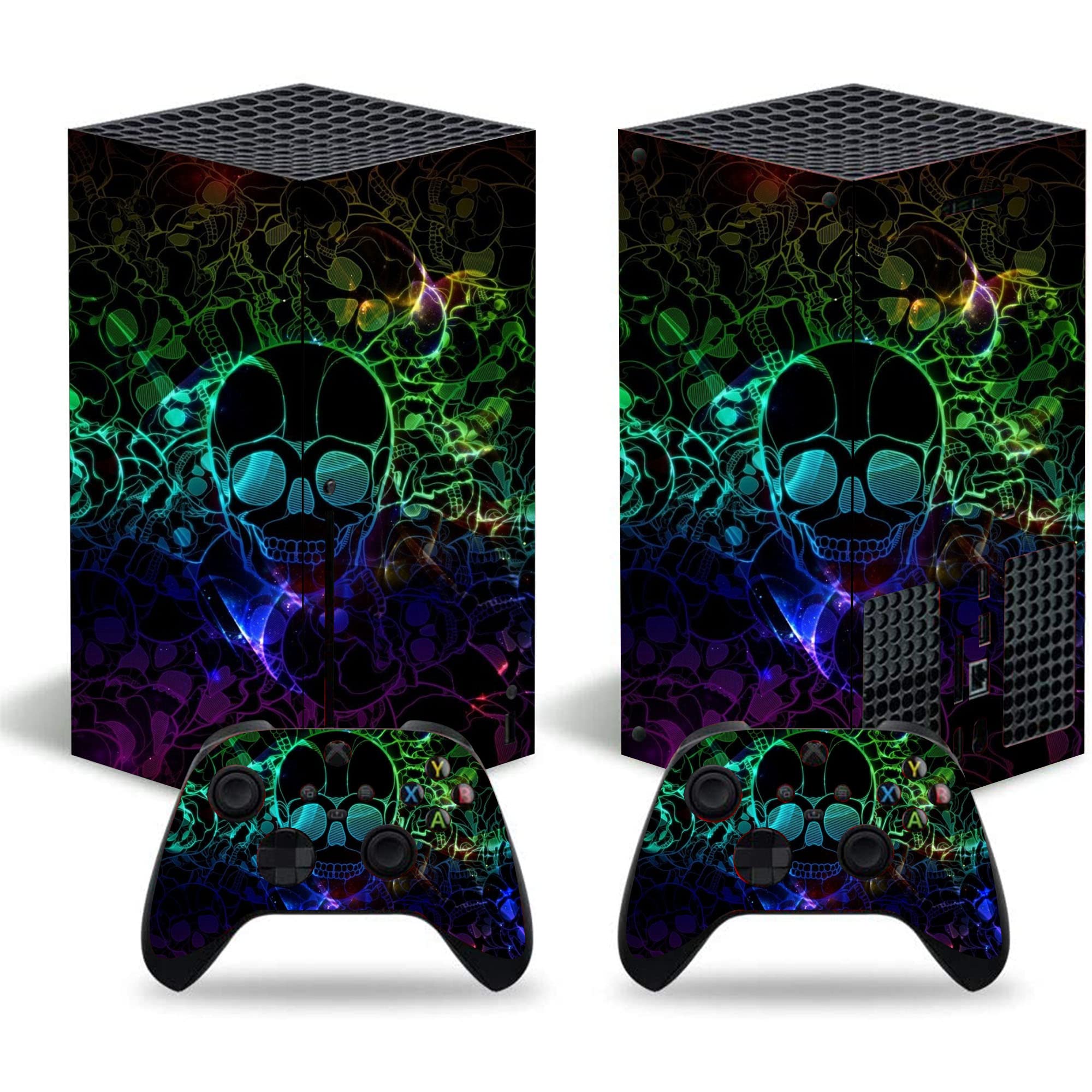 MODUCQY Skull X-Box Series X Skins Set,Cool Horror Stickers Protector Wrap Cover Protective Faceplate Full Set Compatible with X-Box Series X Console and Controller Skins