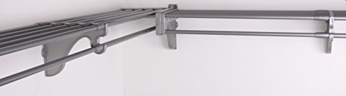 EZ Shelf -2 Pack- Expandable Closet Shelf with Hanging Rod -(Each 40.5β to 73β) with 1 End Bracket- Silver-Strong-Easy to Install-Wire Closet Shelving Alternative