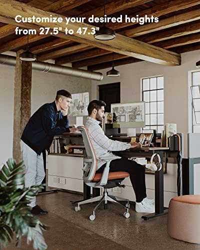 BANTI 55"x24" Standing Desk Adjustable Electric Height with Monitor Stand, Double Storage Shelves Stand Up Desk, Home Office Workstation Sit Stand up Desk (Rustic Brown)