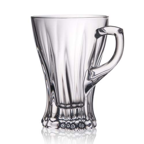 Bohemian Crystal AU52107, 5 Oz Plantica Tea Cups, Bohemian Glass Clear English Indian Chinese Cups for Chai, Set of 6