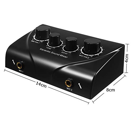 Baoer Karaoke Sound Mixer Audio System Dual Mic Input Portable Mini Digital Karaoke Machine Mixer for Family KTV Black