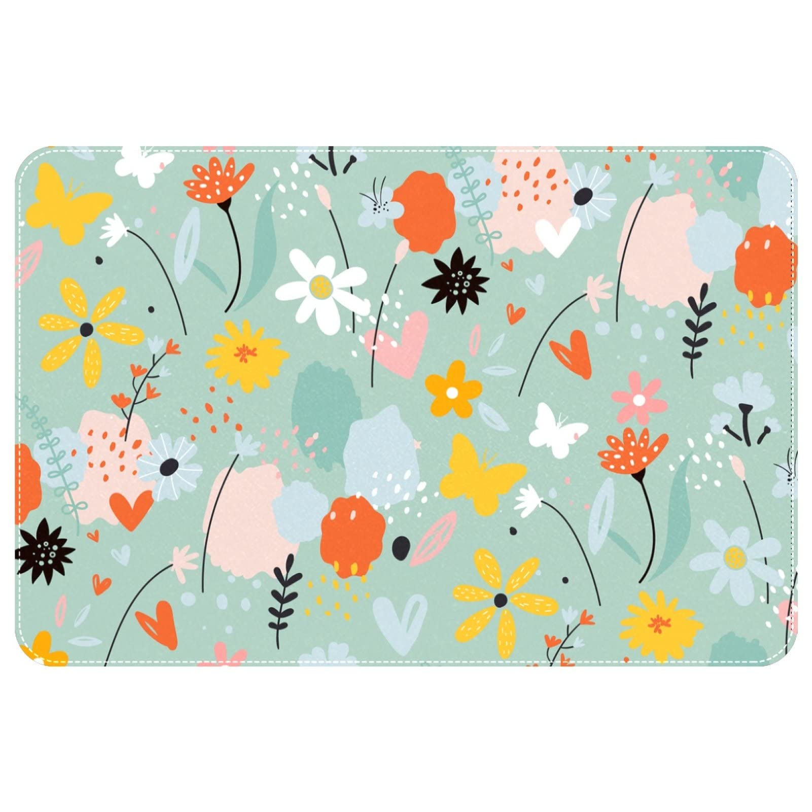 Bohemian Flower Branches and Leaves, Washable Bath mat Non Slip Super Absorbent Doormat Area Rug for Bathroom Kitchen Home Decors 24x16 inch