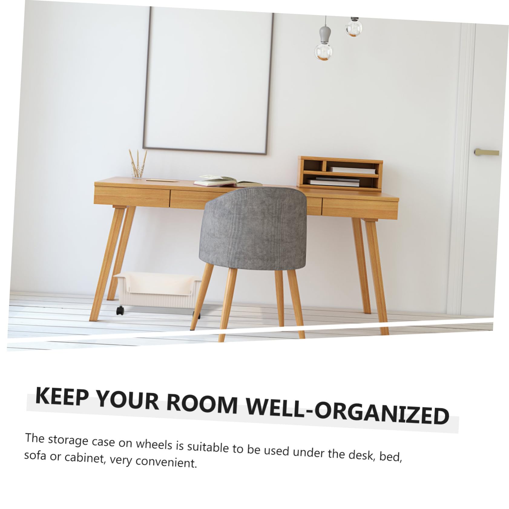 LIFKOME Storage Box with Pulleys Plastic Storage Containers for Clothes Kids Storage Organizer Bins Office Storage Boxes Under Desk Cart Mobile Bookshelf Desk Book Shelves Wheel