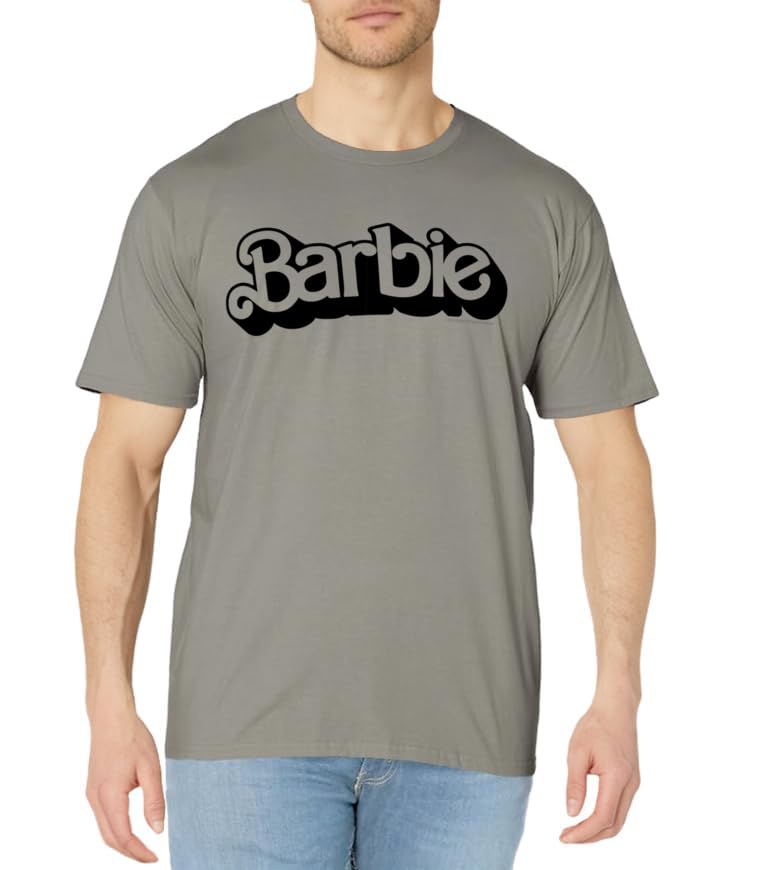 Barbie Retro Logo Short Sleeve T-Shirt, Small, Grey