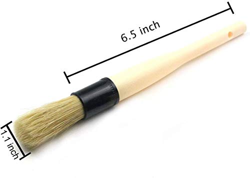 Detailing Brush Set, Auto Detailing Brush for Cleaning Weels, Engine,Interior, Emblems, Air Vents, Motorcy, Car Cleaning Brush, Premium Natural Boar Hair with Plastic Handle