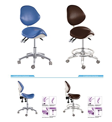 Deluxe Dental Mobile Chair Saddle Doctors Stool Micro Fiber Leather with Circle