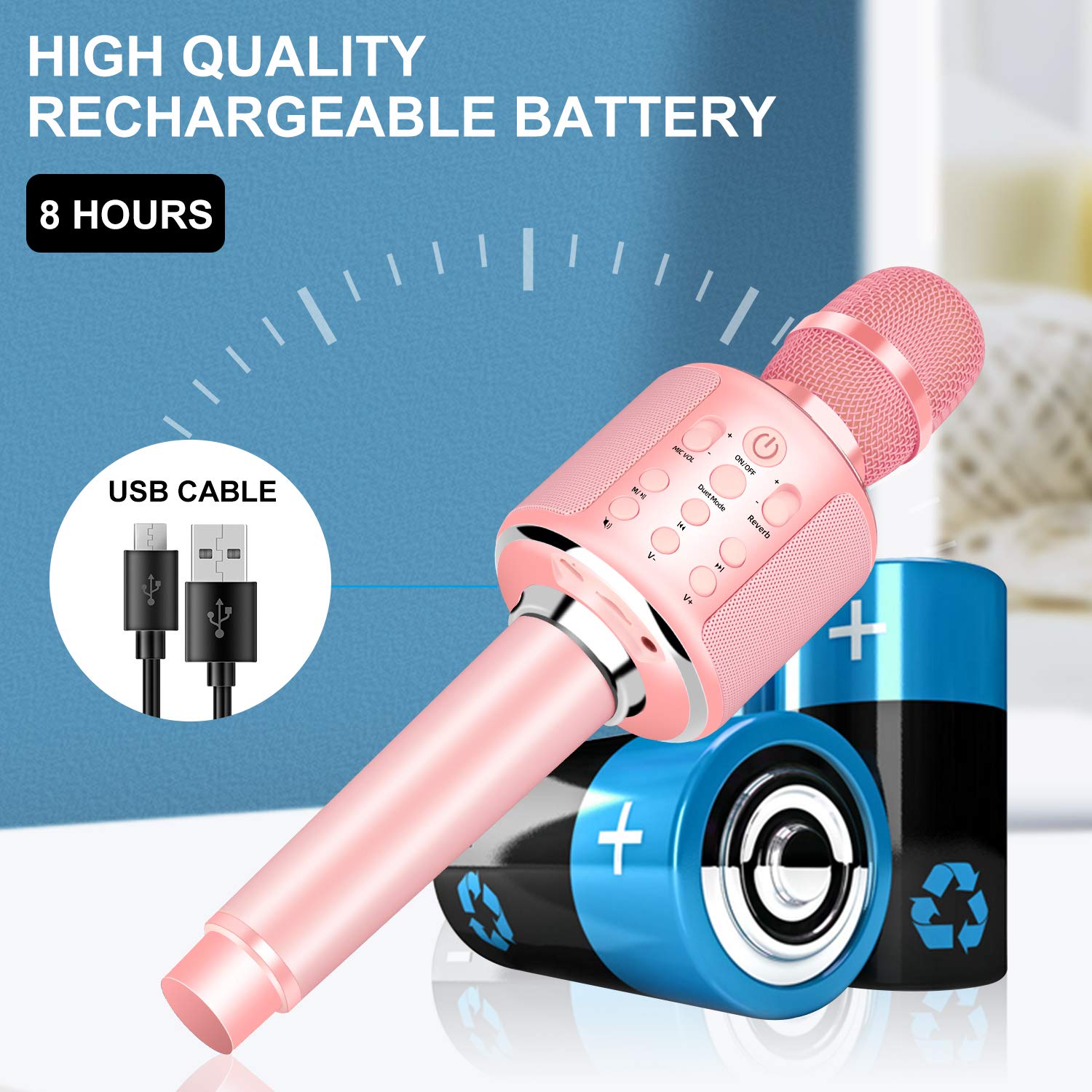 Aokeo K-1 Wireless Karaoke Bluetooth Microphone.3 in 1 Handheld Mic Karaoke Machine for Christmas Home Birthday Party for Kids and Adults.Compatible with Android & iOS Devices (Pink)