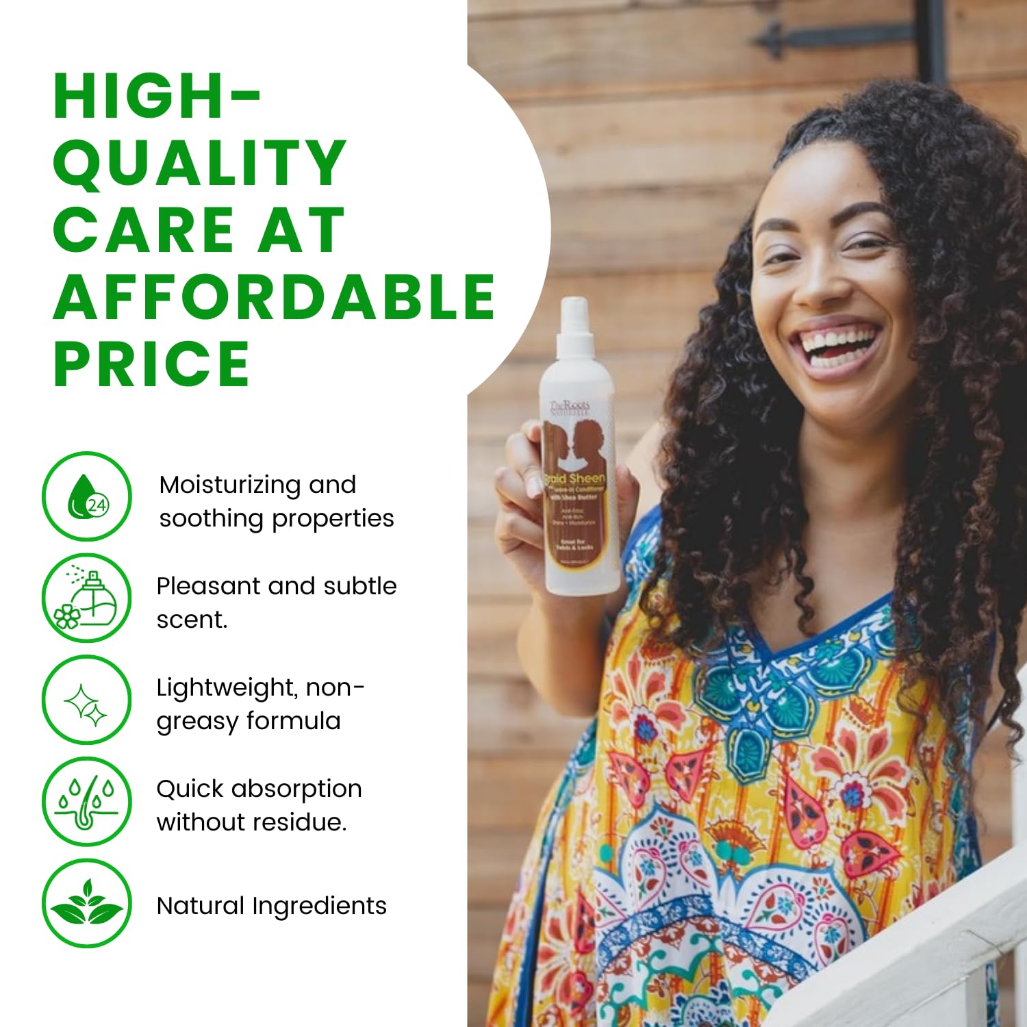 The Roots Naturelle Braid Sheen Braid Spray | 12 Fl Oz | Leave-in Conditioner with Shea Butter | Enriched with Vitamins and Essential Oils | Anti-Itch, Anti-Frizz | Great for Twists and Locs