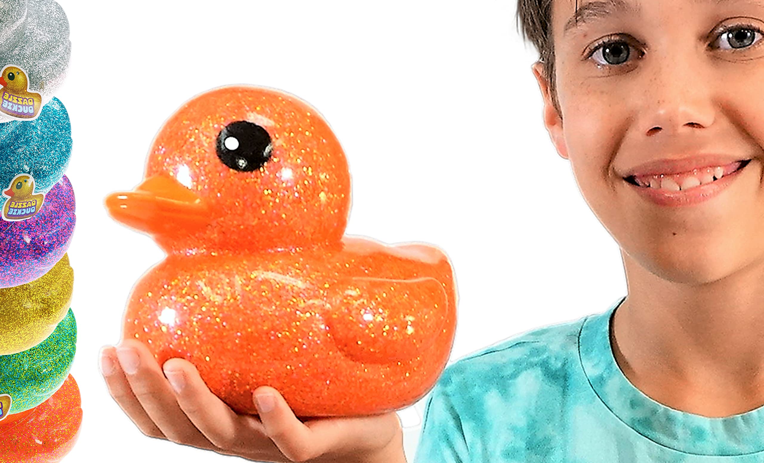 JA-RU Giant Glitter Rubber Ducks (1 Duck Assorted) 7" Large Rubber Duck. Kid Bath Toys. Stress Relief Fidget. Beach & Pool Toy. Baby Shower & Birthday Party Favors. 4346-1s