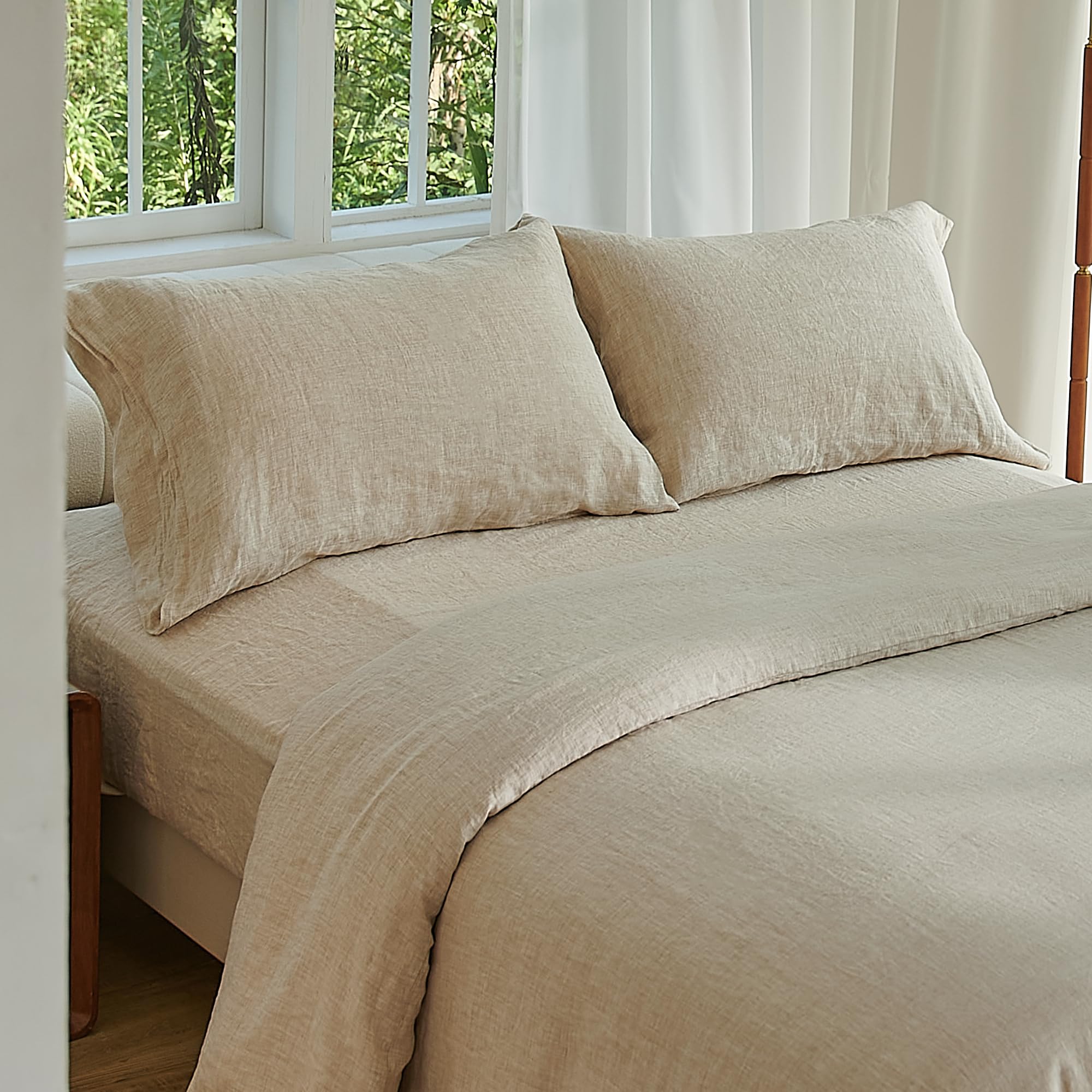 cebihy 100% Linen Duvet Cover Set King 3 Pieces, French Normandy Flax Linen, Cooling, Soft, and Breathable Linen Bedding Set - 1 Duvet Cover 90"x 104", 2 Pillowcases 20"x 40", Natural Linen