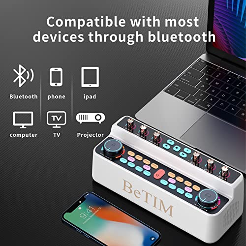 BeTIM Podcast Equipment Bundle, Audio Interface-All in One with Bluetooth Speaker for Live Streaming, Podcast Recording, Karaoke